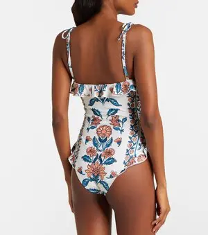 MONTCE Jacelyn Floral Ruffled One Piece Swimsuit - Beige
