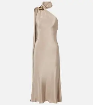 Max Mara One-shoulder Silk Crêpe Midi Dress - Grey