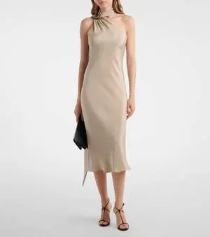 Max Mara One-shoulder Silk Crêpe Midi Dress - Grey
