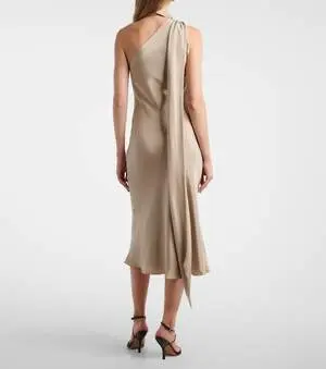 Max Mara One-shoulder Silk Crêpe Midi Dress - Grey
