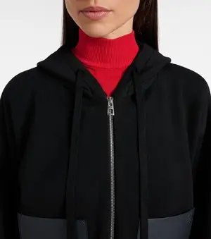 Loewe Wool Hoodie With Leather Trim