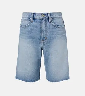 SLVRLAKE Bermuda Cut Off Frayed Denim Shorts - Blue