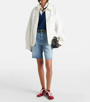 SLVRLAKE Bermuda Cut Off Frayed Denim Shorts