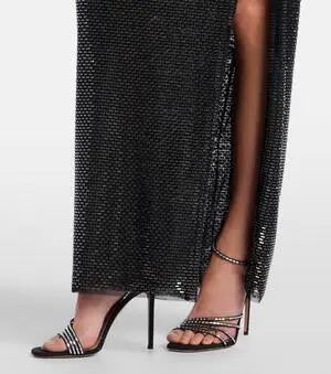 SELF-PORTRAIT Draped Rhinestone-embellished Maxi Dress