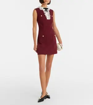 SELF-PORTRAIT Lace-trimmed Crêpe Minidress