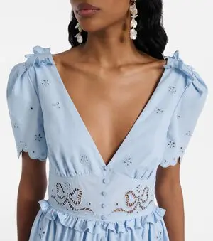 SELF-PORTRAIT Broderie Anglaise Cotton-blend Midi Dress
