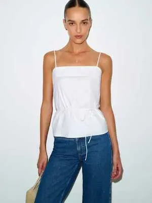 REFORMATION Augusta Sleeveless Top With Waist Tie - Ivory