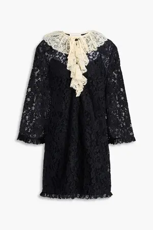 Zimmermann Ruffled Twotone Cottonblend Corded Lace Mini Dress