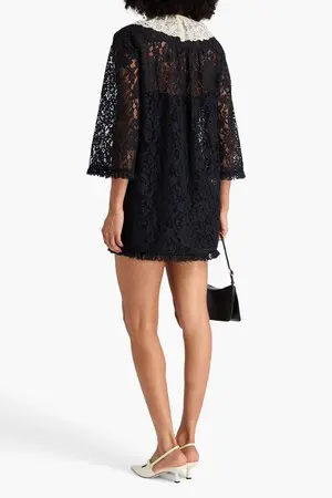 Zimmermann Ruffled Twotone Cottonblend Corded Lace Mini Dress