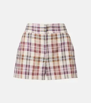 Veronica Beard Allen Cotton-blend Plaid Shorts - Beige