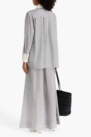 Zimmermann Pussybow Striped Cotton And Silkblend Shirt