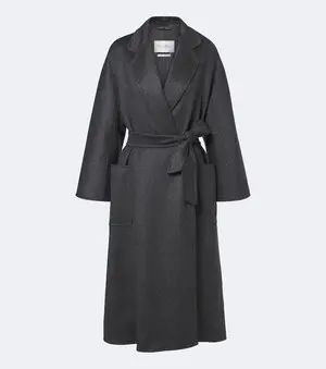 Max Mara Cashmere Wrap Coat With Detachable Scarf - Grey