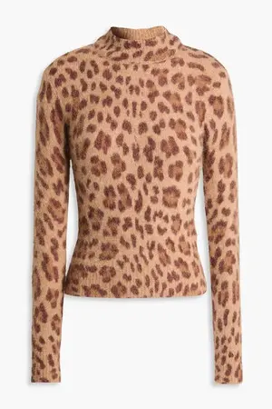 Zimmermann Leopardprint Alpacablend Mockneck Sweater - Sand
