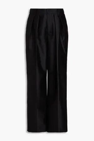 Zimmermann Silk And Woolblend Satintwill Wideleg Pants - Black