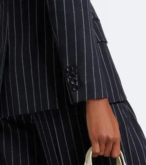 Max Mara Double-breasted Pinstripe Jersey Blazer - Blue
