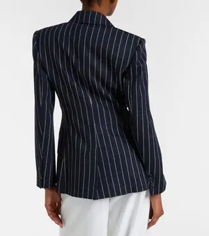 Max Mara Double-breasted Pinstripe Jersey Blazer - Blue