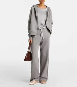 Max Mara Cotton-blend Wide-leg Sweatpants - Grey