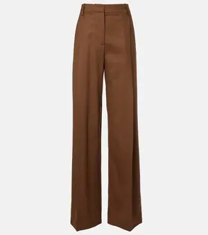 Oscar De La Renta Wool Wide-leg Pants - Brown