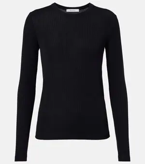 Max Mara Ribbed-knit Crewneck T-shirt - Blue