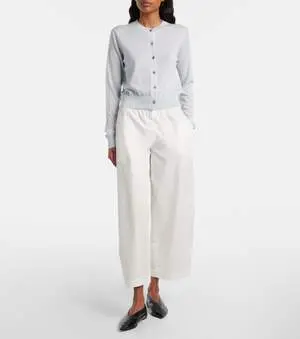 Khaite Tansy Cropped Wool And Cashmere Cardigan In Sterling - Blue