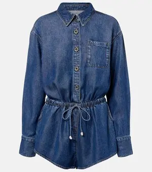 SELF-PORTRAIT Denim Romper - Blue