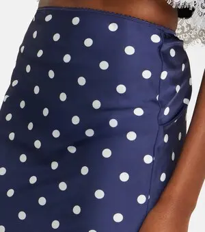 SELF-PORTRAIT Polka-dot Satin Midi Skirt