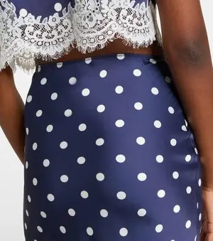 SELF-PORTRAIT Polka-dot Satin Midi Skirt