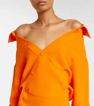 Balenciaga Off-shoulder Silk Gown