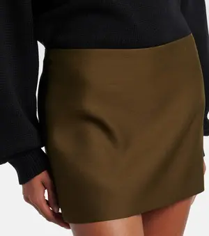 Khaite Jett Wool And Silk Cady Miniskirt In Dark Olive - Brown