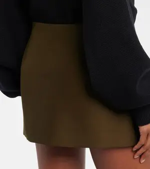 Khaite Jett Wool And Silk Cady Miniskirt In Dark Olive - Brown