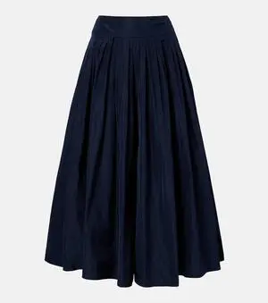 Max Mara Pleated Taffeta Maxi Skirt - Blue