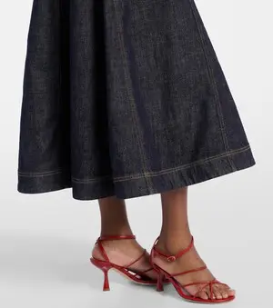 SELF-PORTRAIT Halterneck Denim Midi Dress