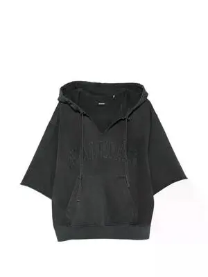 NAHMIAS Logo Patch Short Sleeve Hoodie - Grey