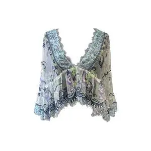 Anna Sui Lady Chatterley's Lace V-neck Top