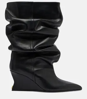 Balmain Leather Wedge Boots