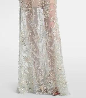 SELF-PORTRAIT Embellished Cape Maxi Dress - Multicoloured