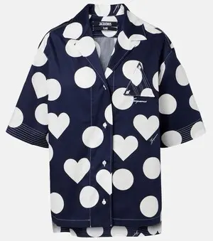 Jacquemus Marin Polka Dot And Heart Cotton Poplin Shirt - Blue
