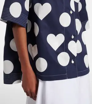 Jacquemus Marin Polka Dot And Heart Cotton Poplin Shirt - Blue