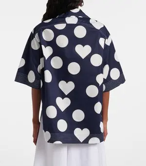 Jacquemus Marin Polka Dot And Heart Cotton Poplin Shirt - Blue