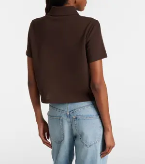 Saint Laurent Cassandre Cotton Piqué Polo Shirt - Brown