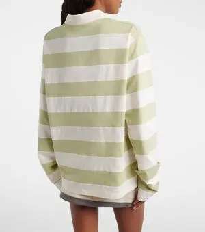 Miu Miu Striped Cotton Jersey Polo Shirt - Green