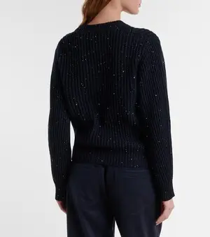 Brunello Cucinelli Sequined Cashmere And Wool-blend Crewneck Sweater