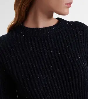 Brunello Cucinelli Sequined Cashmere And Wool-blend Crewneck Sweater