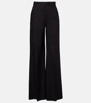 Max Mara Linen And Silk Twill Wide-leg Trousers