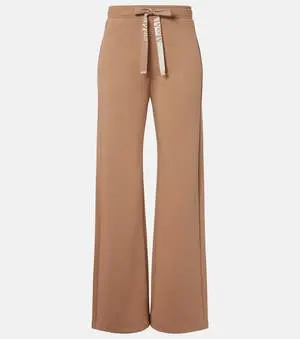 Max Mara Cotton-blend Jersey Wide-leg Sweatpants - Brown