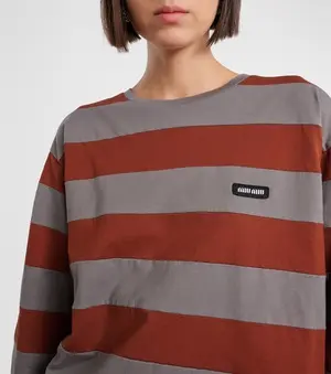 Miu Miu Striped Cotton Jersey T-shirt