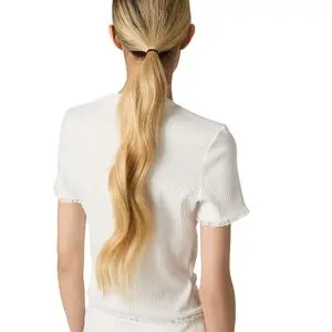Miu Miu Cotton T-shirt With Pointelle Lace Detail