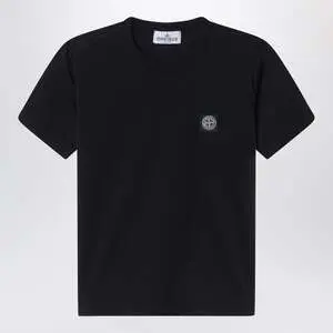 Stone Island T-shirt With Compass Logo Patch - Black