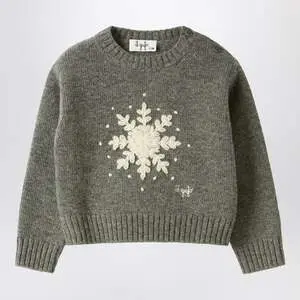 IL GUFO Wool Sweater With Snowflake Motif - Grey