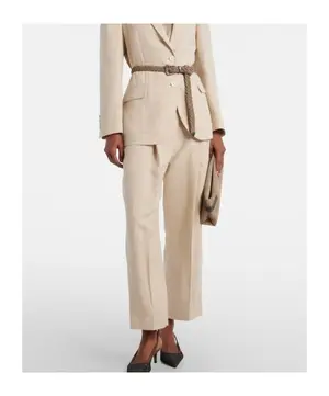 Brunello Cucinelli Cropped Linen And Silk-blend Wide-leg Pants